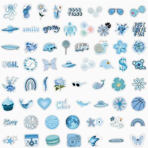 Vinyl Blue Sticker Pack| Pack of 5| Waterproof Aesthetic Stickers ...