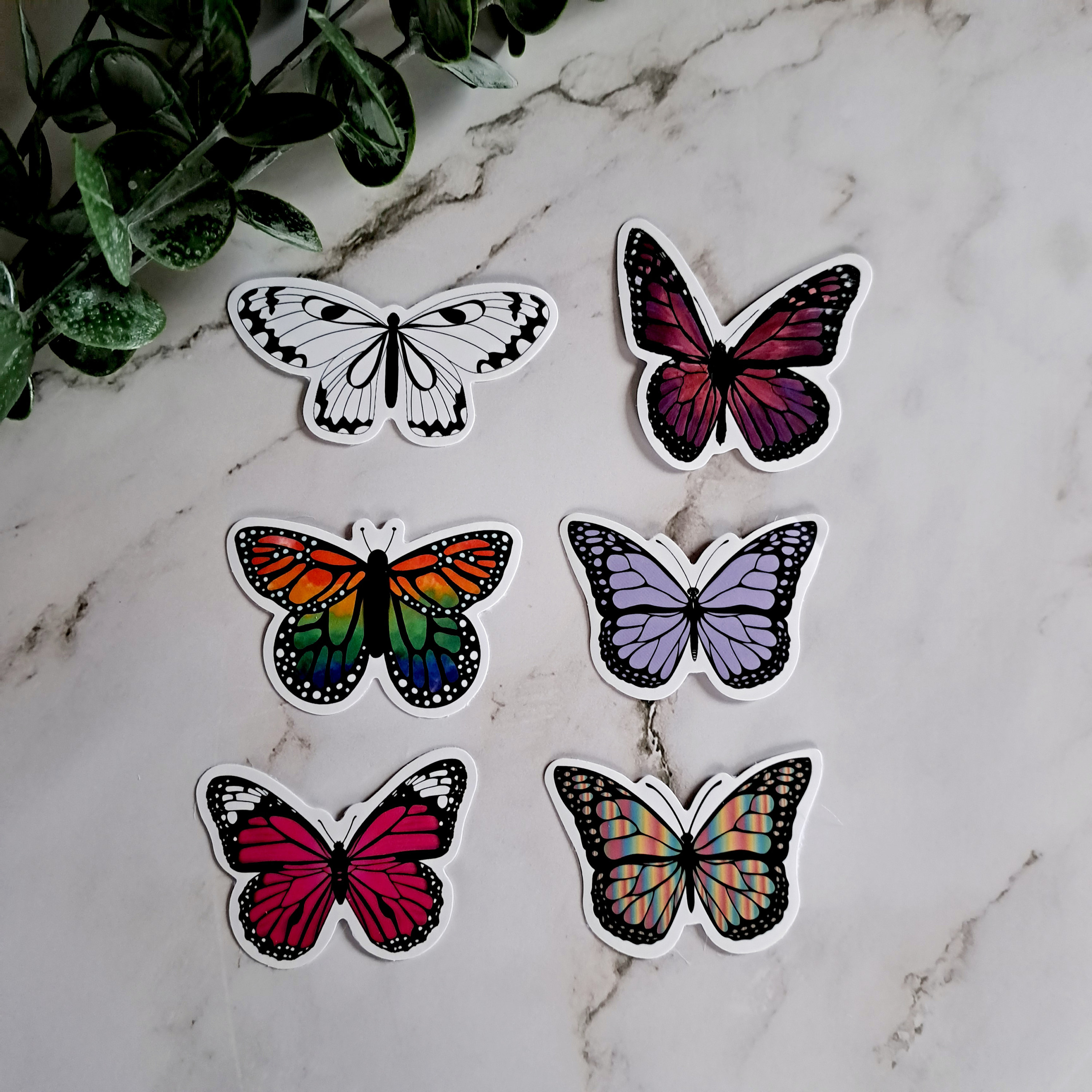 Vinyl Butterfly Sticker Pack Pack of 5 Colorful Planner Stickers Phone ...