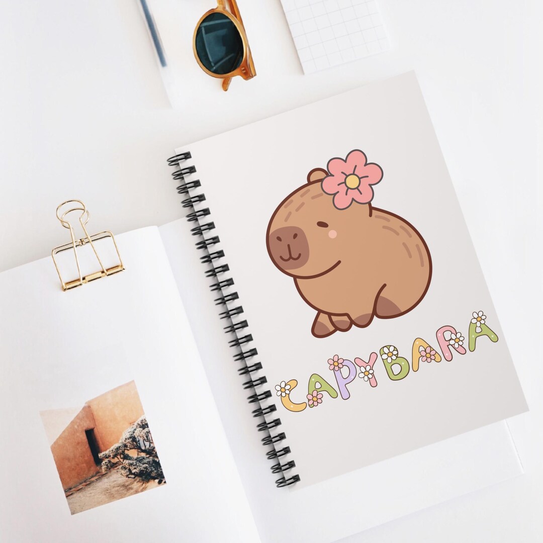 Cute Capybara Floral Notebook, Kawaii Animal Journal for Everyday Notes ...