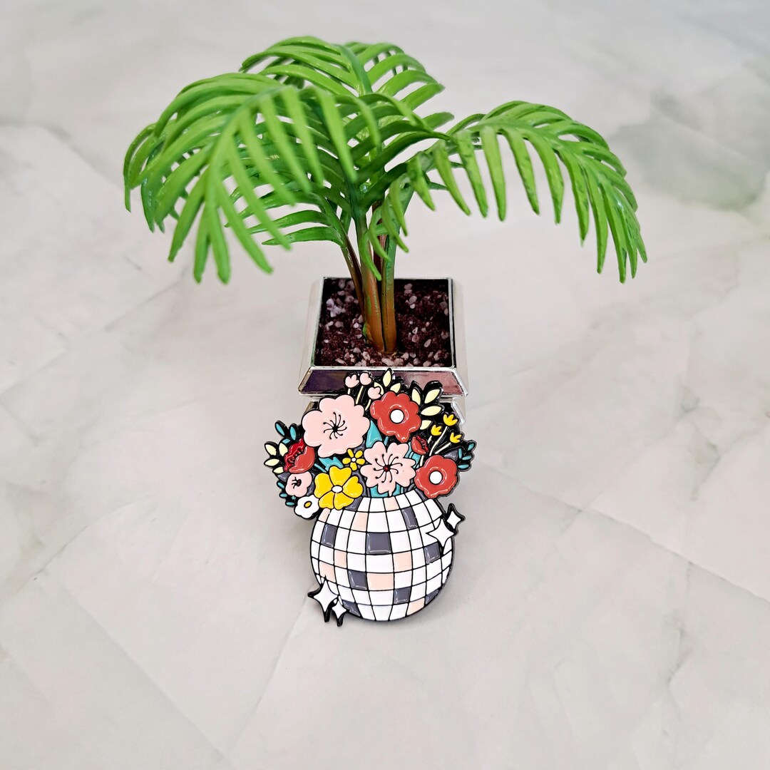 Floral Disco Ball Enamel Pin| Bag Accessory - Etsy