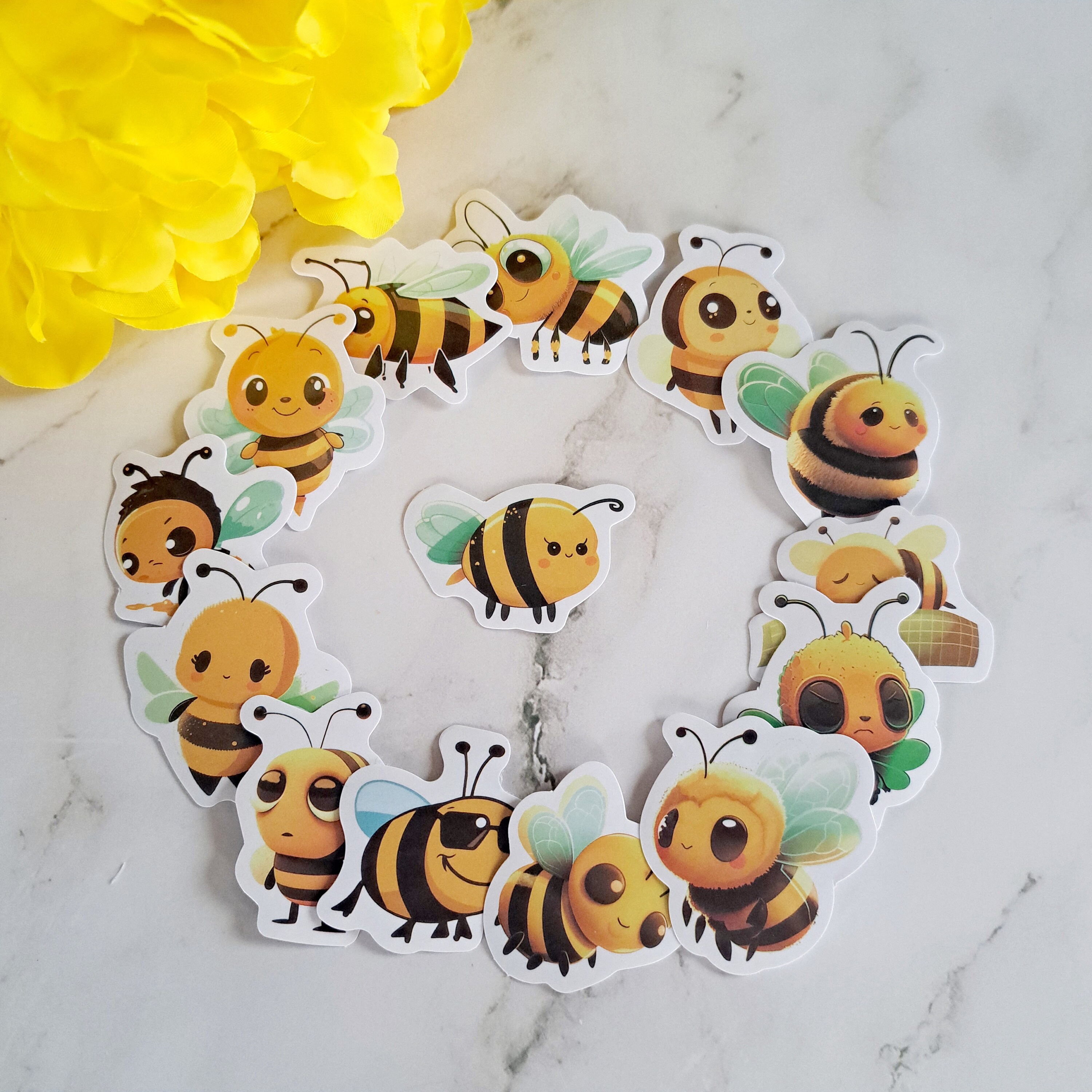 Vinyl Bee Sticker Pack Pack of 6 Small Waterproof Stickers Planner ...