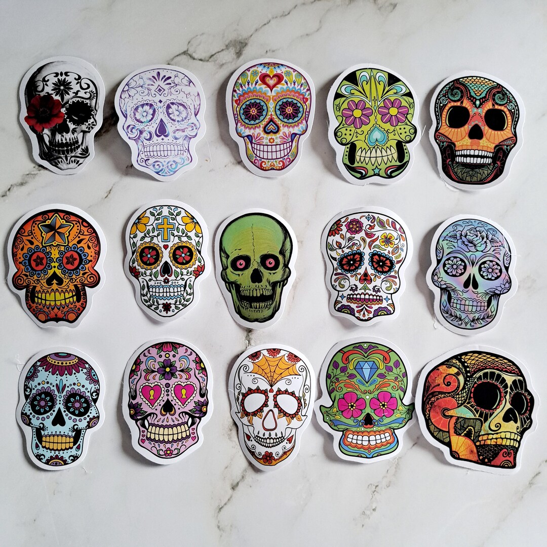 Vinyl Sugar Skull Sticker Pack| Pack of 5| Waterproof Aesthetic ...