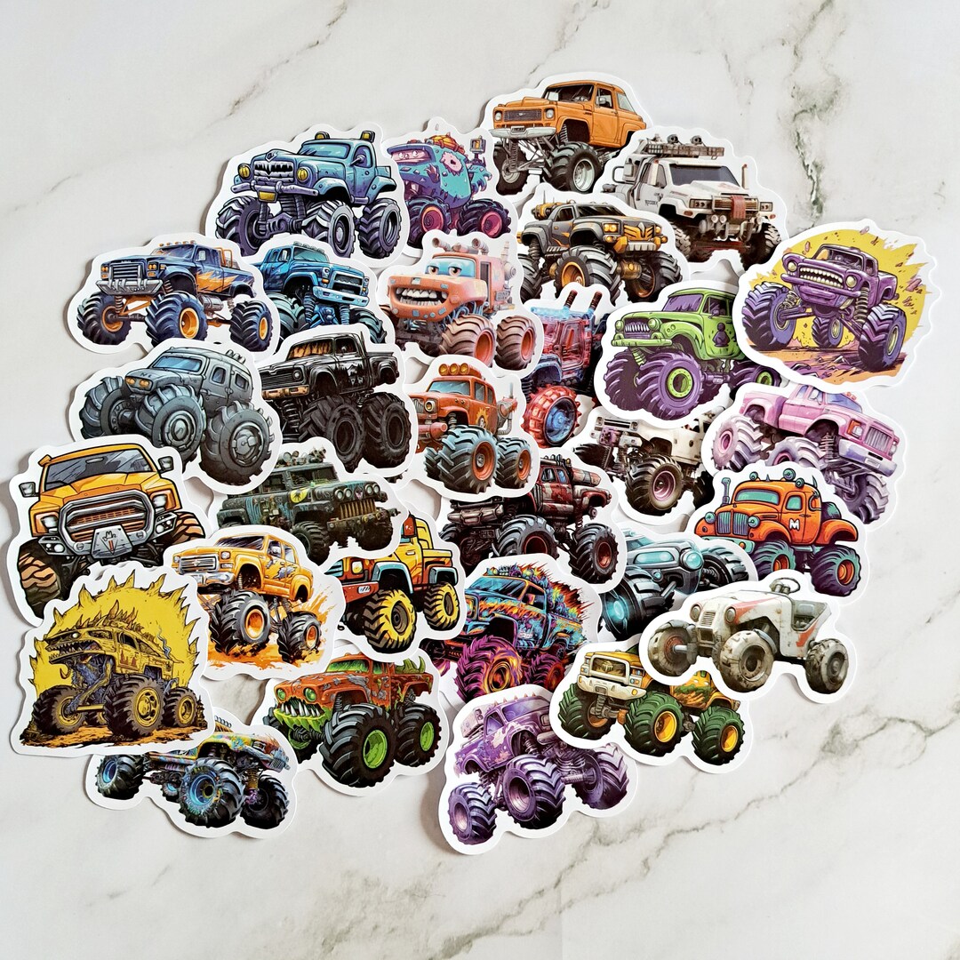 Waterproof Monster Truck Sticker Pack| Pack of 5| Phone Case| Notebook ...
