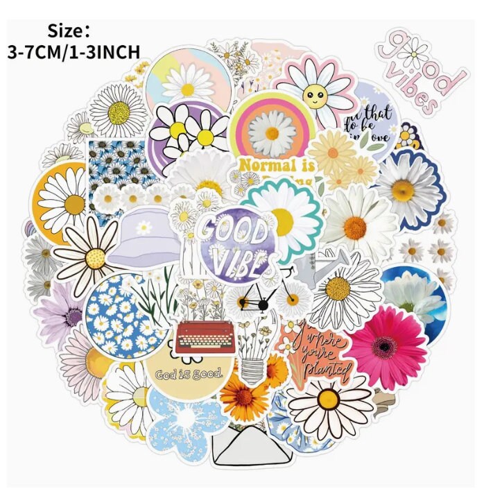 Waterproof Daisy Sticker Pack Pack of 5 Cute Flower - Etsy