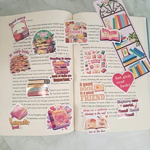 Pink Bookish Vinyl Stickers| Pack of 5| Book Lover Collectible Stickers ...