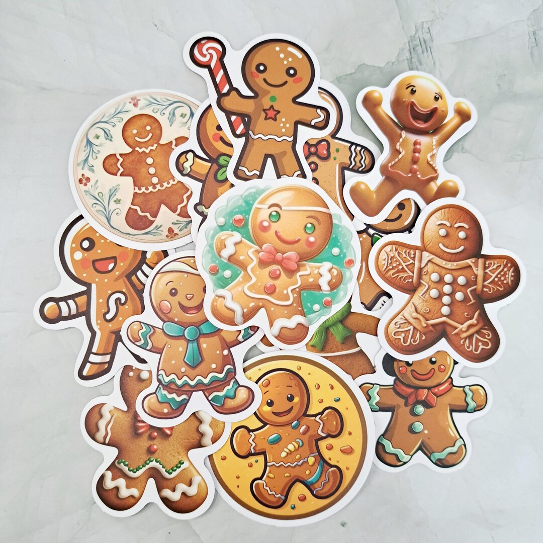 Gingerbread Man Stickers| Pack of 5| Holiday Sticker Collection ...
