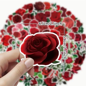 Waterproof Red Rose Stickers| Pack of 5| Flower Planner Stickers ...