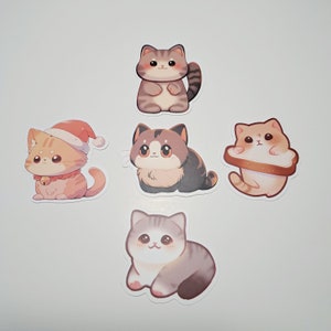 Cute Kitten Sticker Pack| Pack of 5| Vinyl Round-eye Kitten Stickers ...