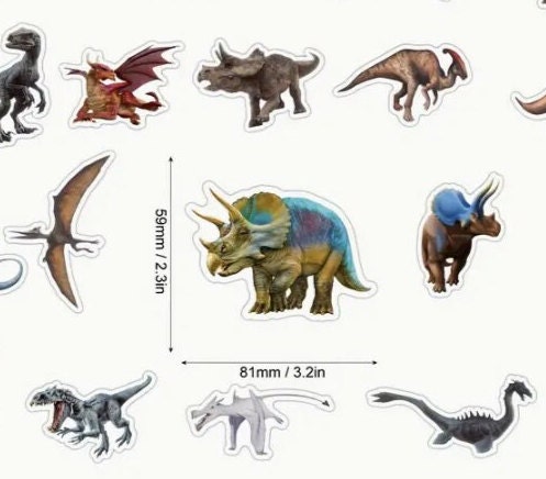 Vinyl Dinosaur Sticker Pack Pack of 5 Waterproof Water Bottle Phone ...