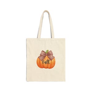 Autumn Pumpkin Tote Bag | Fall Harvest Bag, Cotton Reusable Tote ...