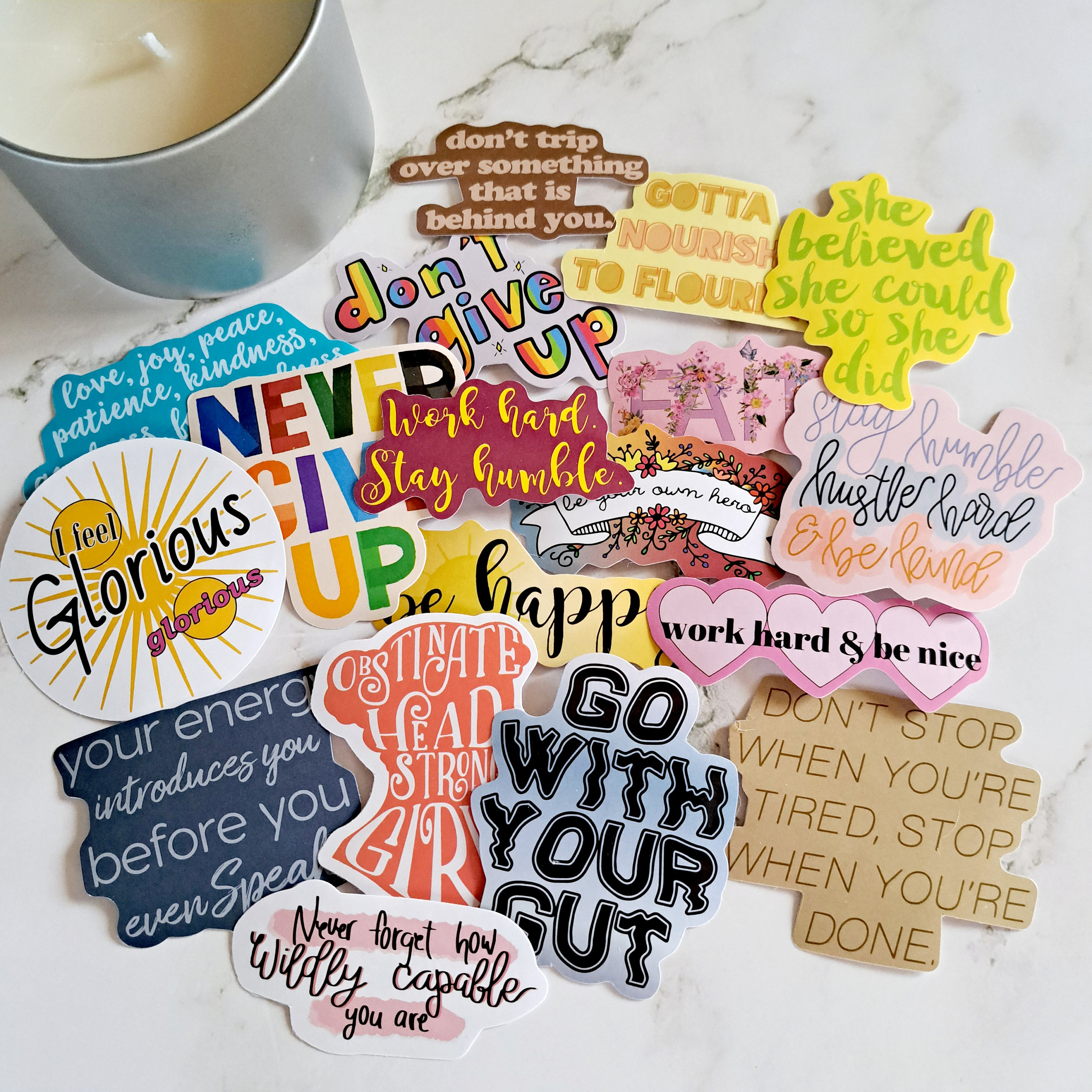 Motivational Quote Stickers Pack of 5 Inspirational Words Waterproof ...
