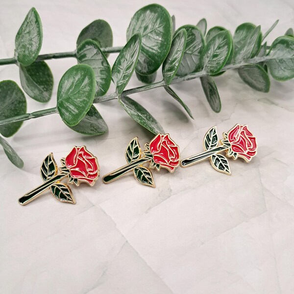 Rose Enamel Pin - Etsy