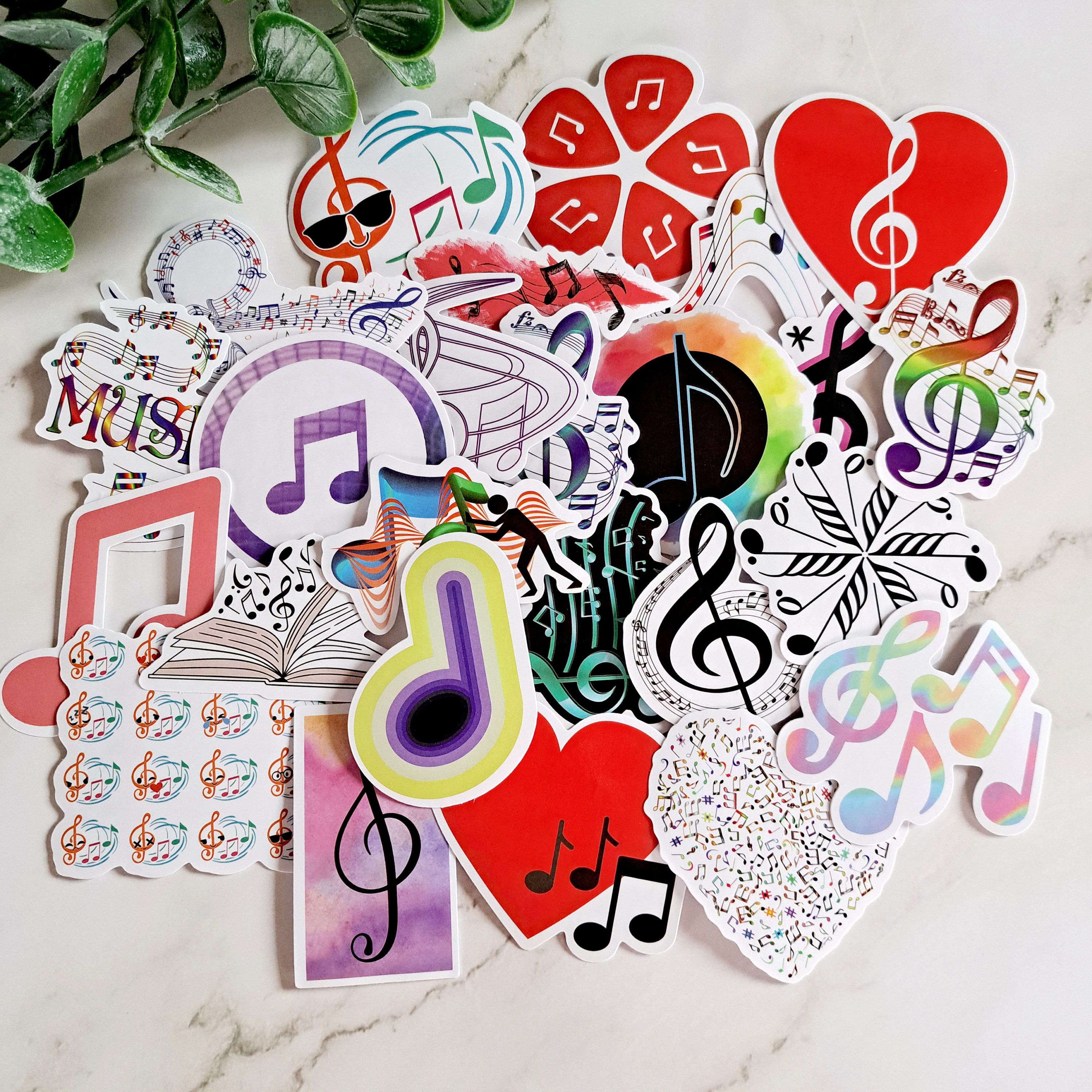 Vinyl Music Note Sticker Pack Pack of 5 Waterproof Music Stickers Water ...