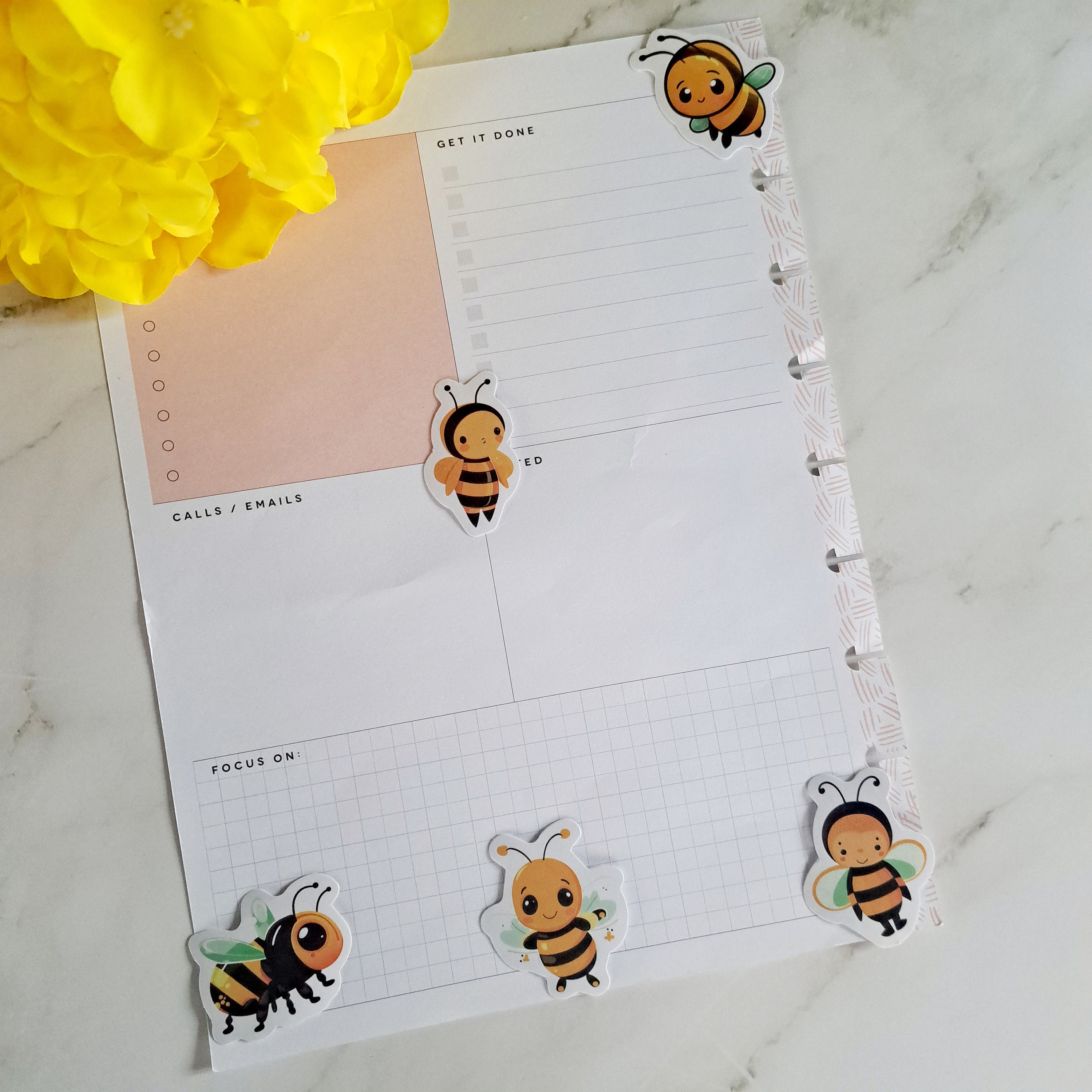 Vinyl Bee Sticker Pack Pack of 6 Small Waterproof Stickers Planner ...