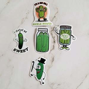 Fun Pickle Sticker Pack| Pack of 5| Colorful Cartoon Pickle Stickers ...