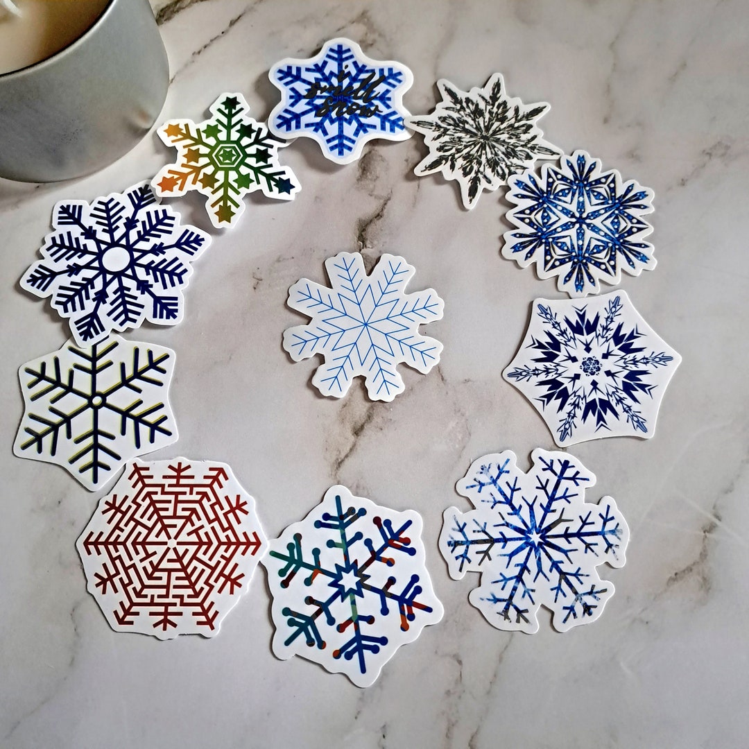Snowflake Sticker Pack| Pack of 5| Winter Waterproof Stickers| Laptop ...