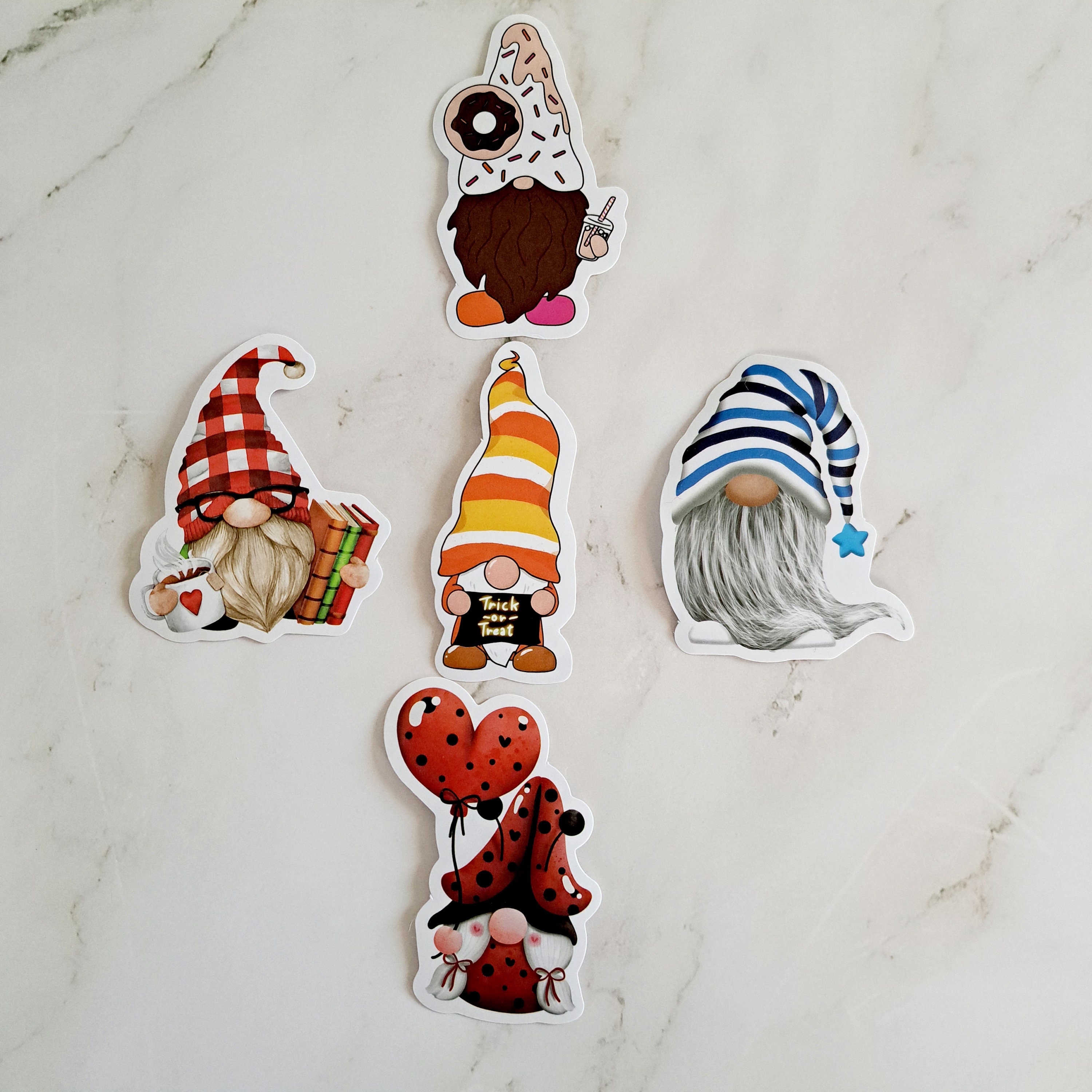 Vinyl Gnome Sticker Pack Pack of 5 Waterproof Planner Stickers Water ...