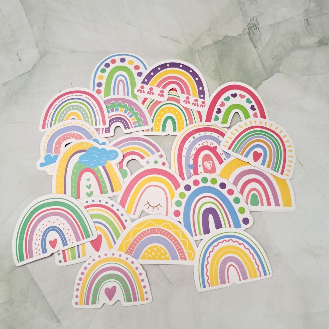 Pastel Rainbow Stickers| Pack of 5| Colorful Notebook Stickers| Phone ...