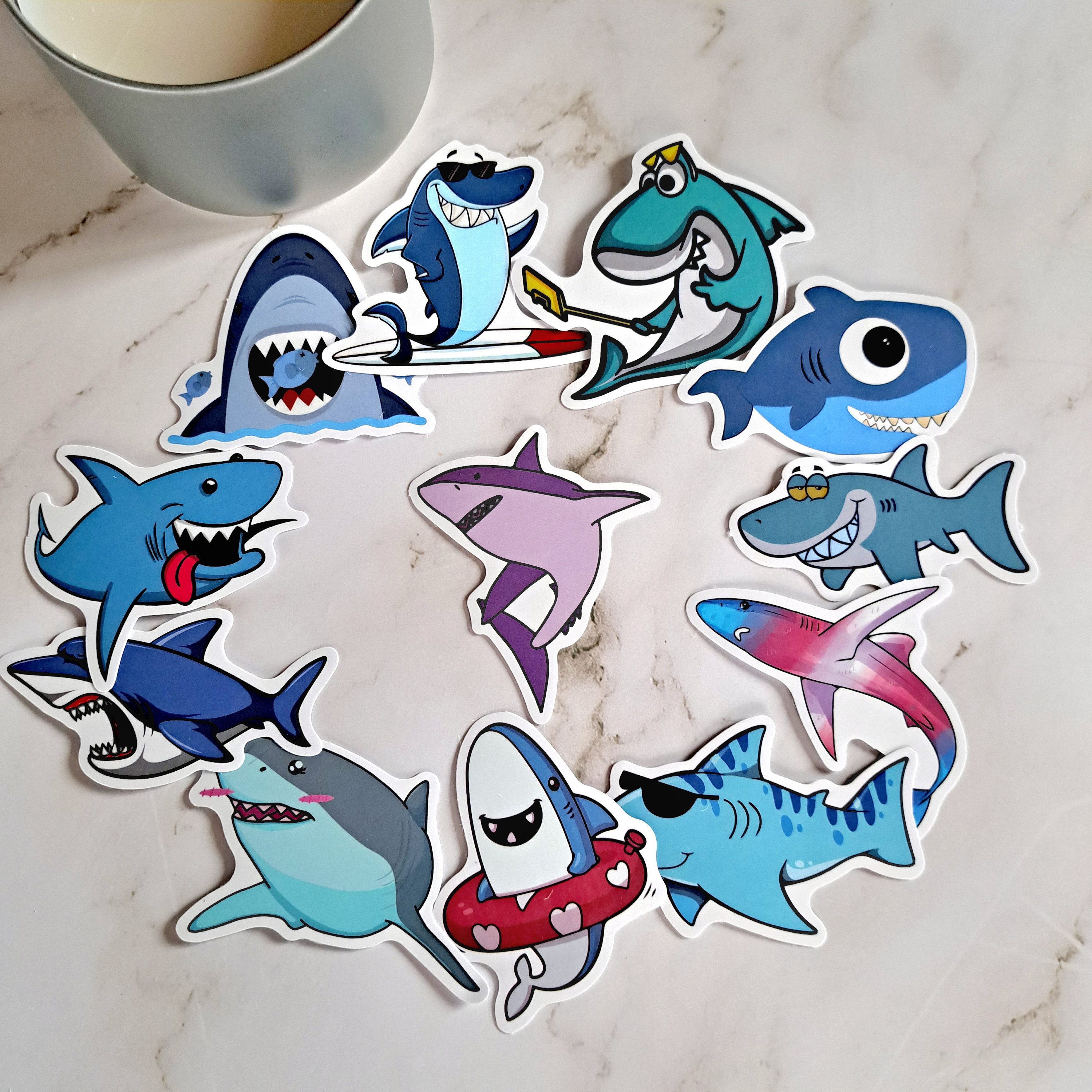 Cartoon Shark Sticker Pack Pack of 5 Notebook Phone Case Laptop - Etsy