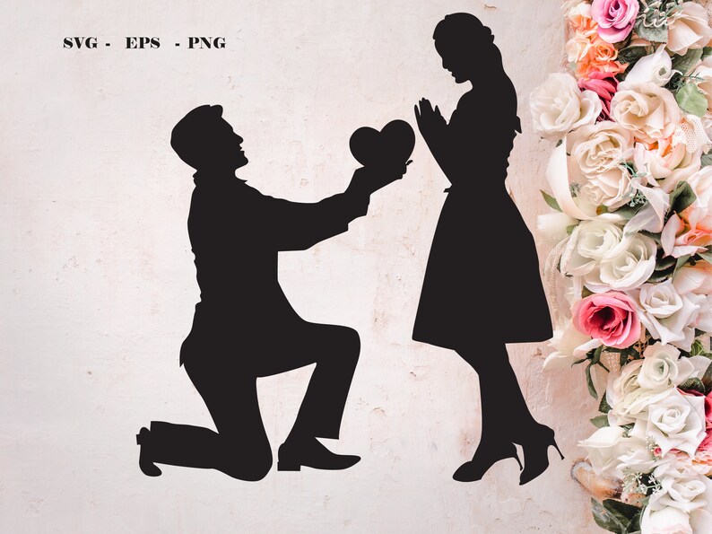 Wedding Proposal Silhouette SVG Lovers SVG Digital Vector - Etsy