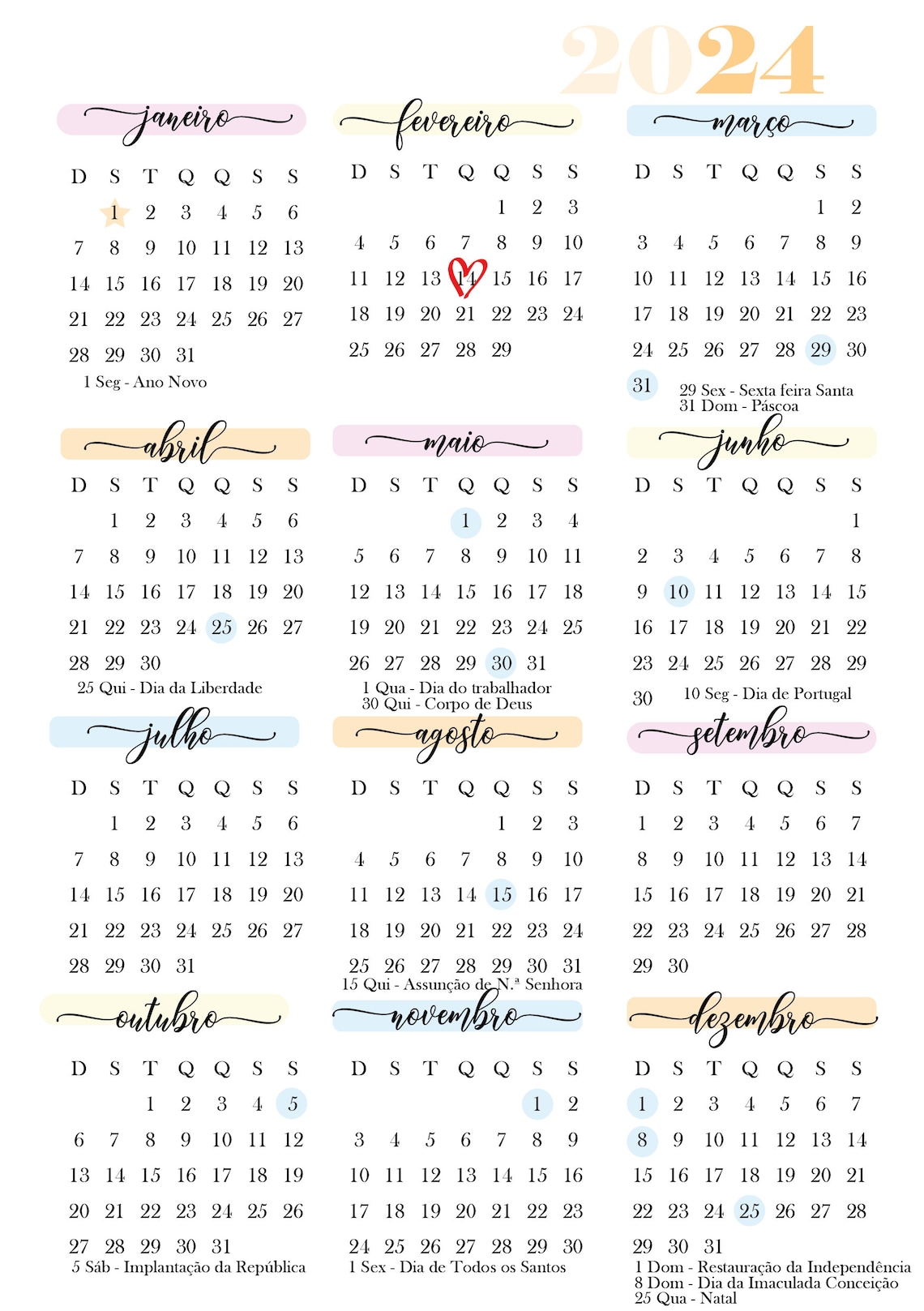 Agenda in Portuguese 2023-2024 Weekly School School Year Printable Pdf ...