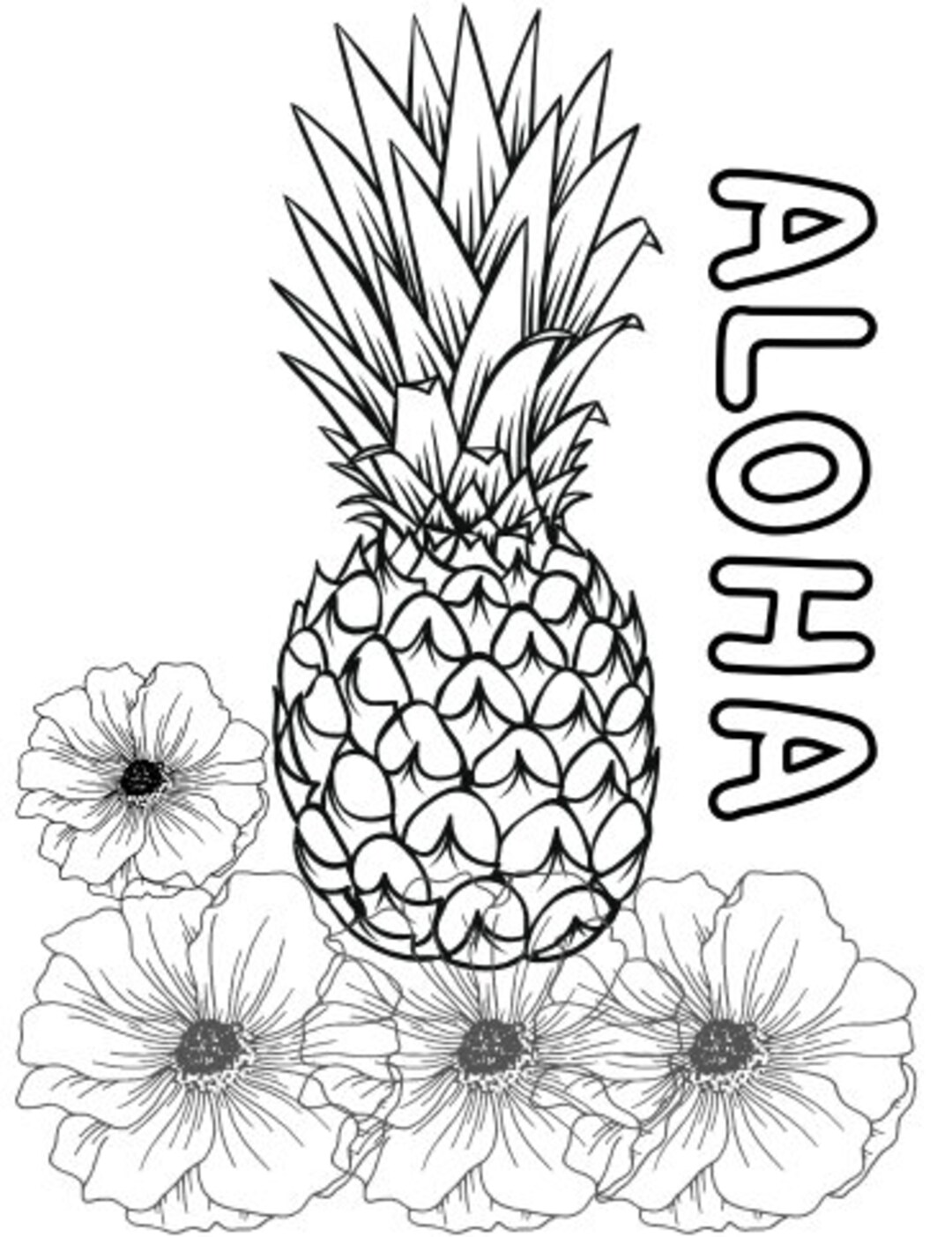 Aloha Color Page Color Download Anxiety Relief - Etsy