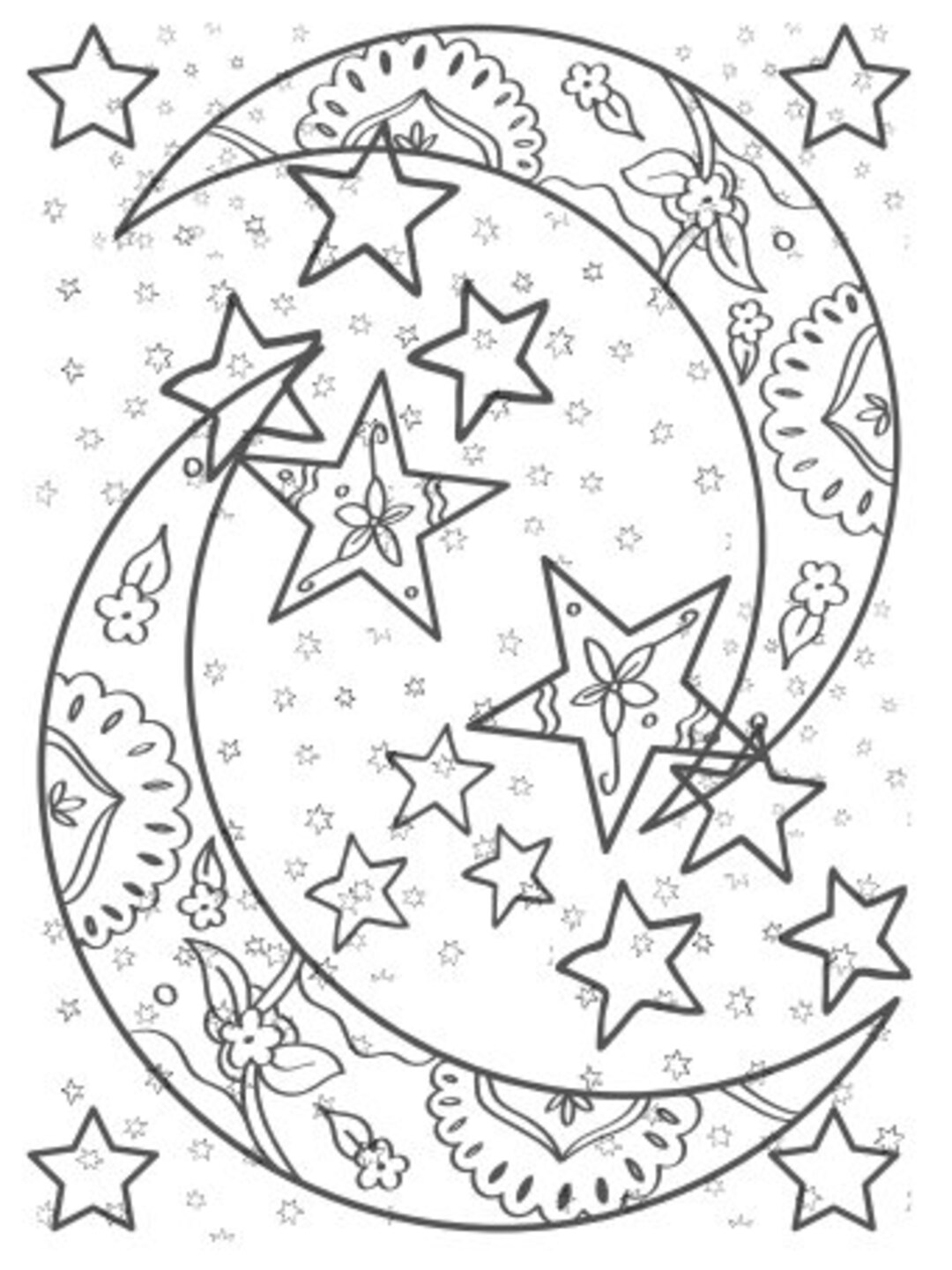 Moon Color Page Color Download Anxiety Relief - Etsy