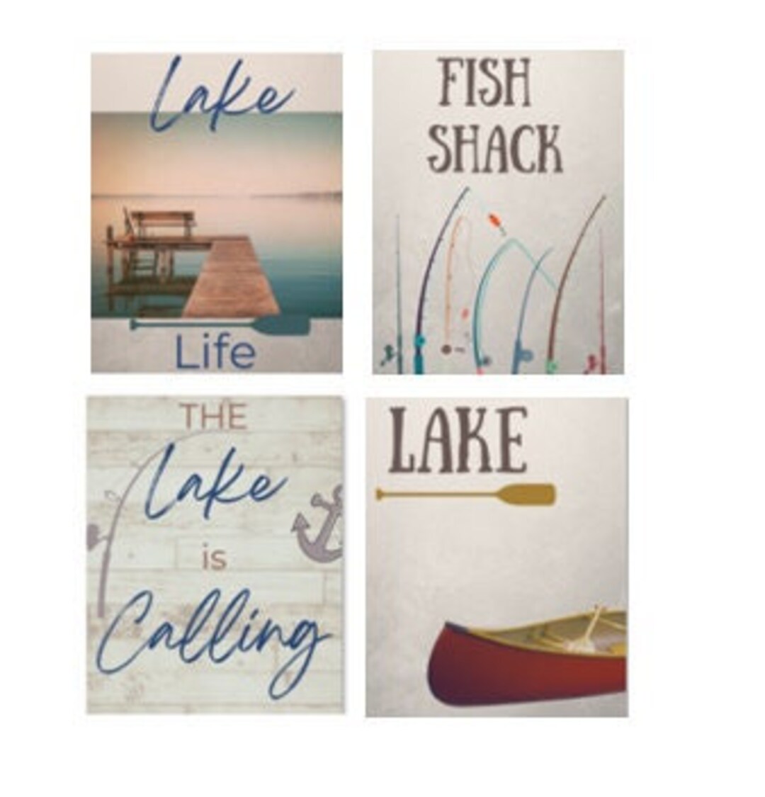 Lake Life Wall Art Set of 4 Printable Wall Art Lake House Art Print ...