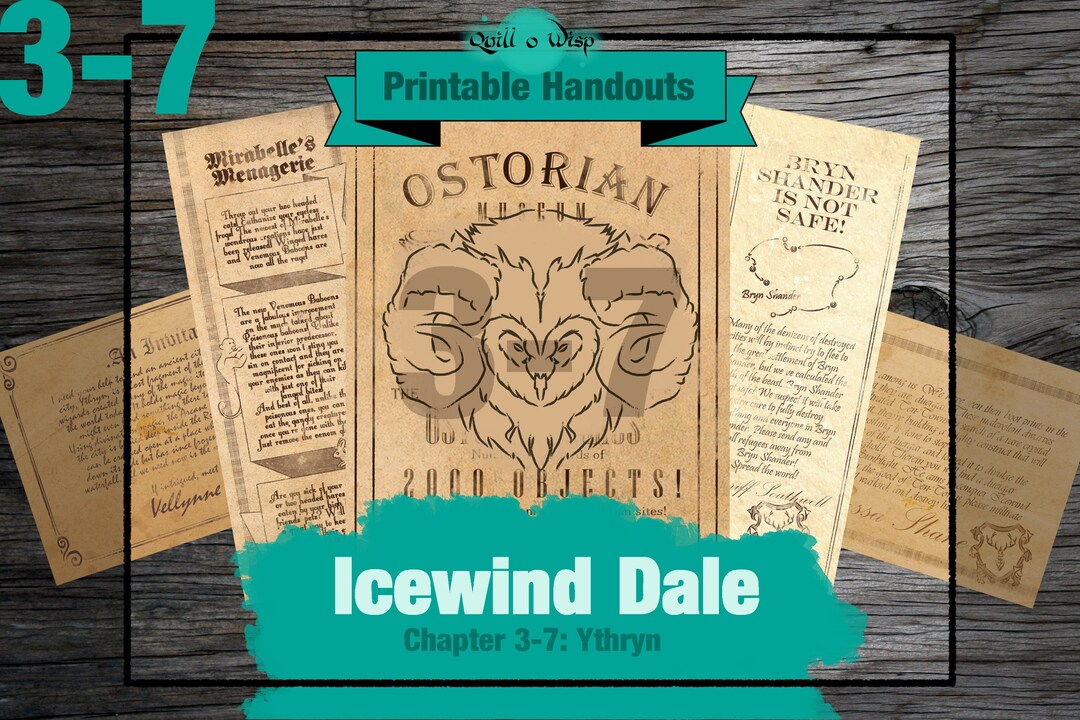 Icewind Dale Ch 3-7 Handouts Faerun Ythryn TTRPG Digital Download DM ...