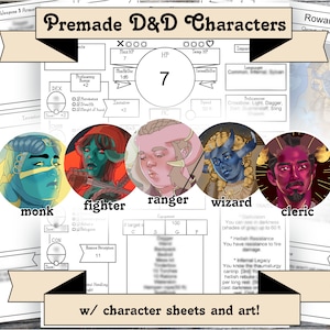One Shot Dnd Party Characters! | Ready to Play Dnd Character Sheet ...