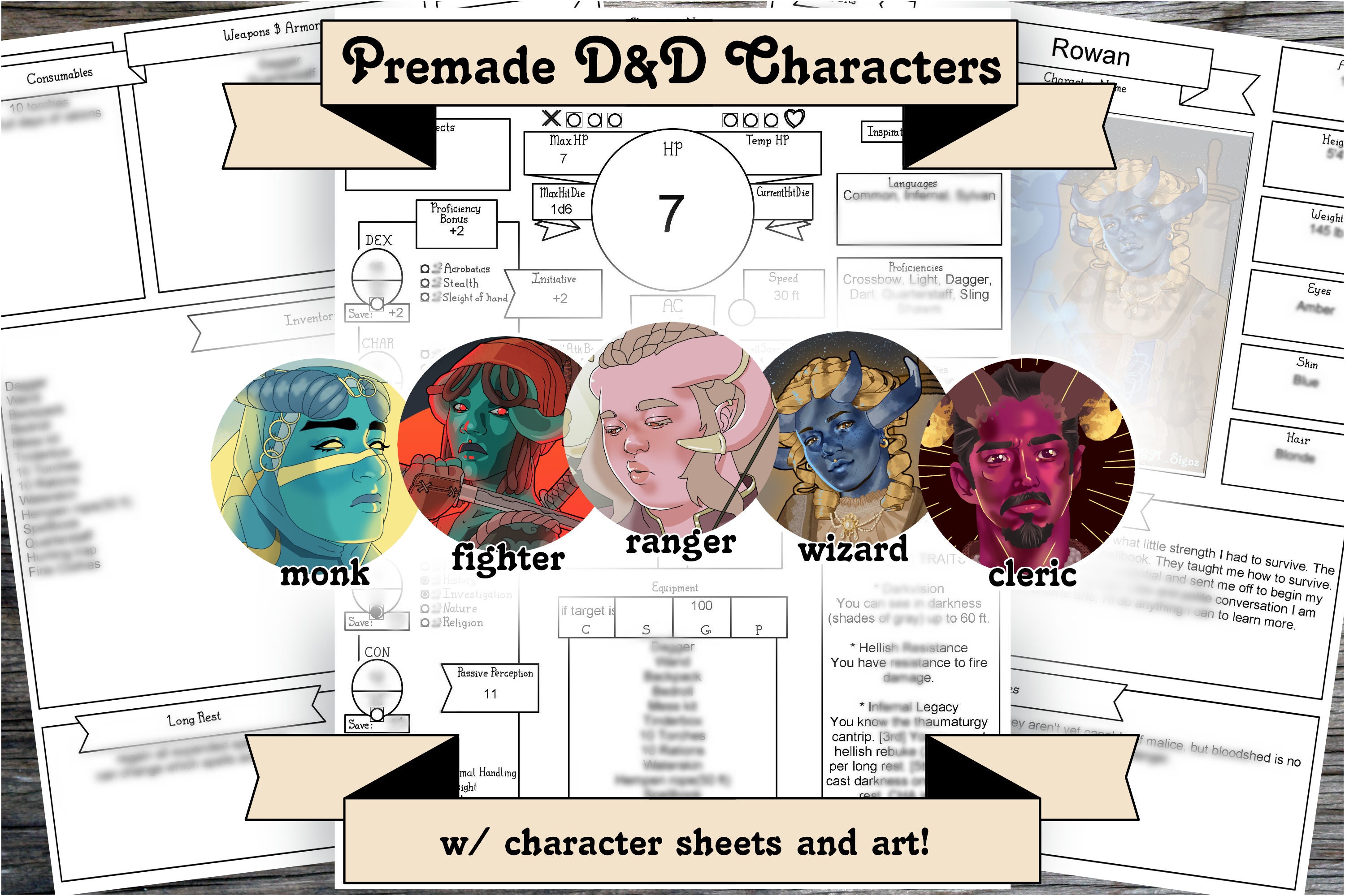 One Shot Dnd Party Characters Ready to Play Dnd Character Sheet Great ...