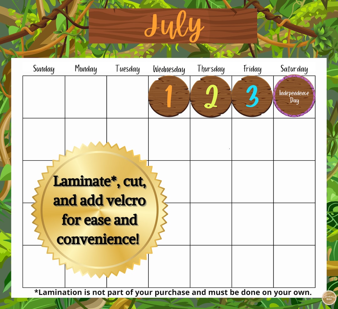 Jungle Themed Classroom Calendar Elementary Calendar Whiteboard ...