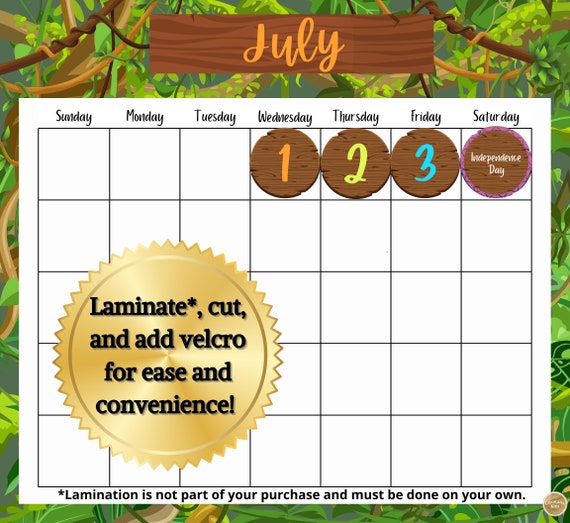 Jungle Themed Classroom Calendar Elementary Calendar - Etsy