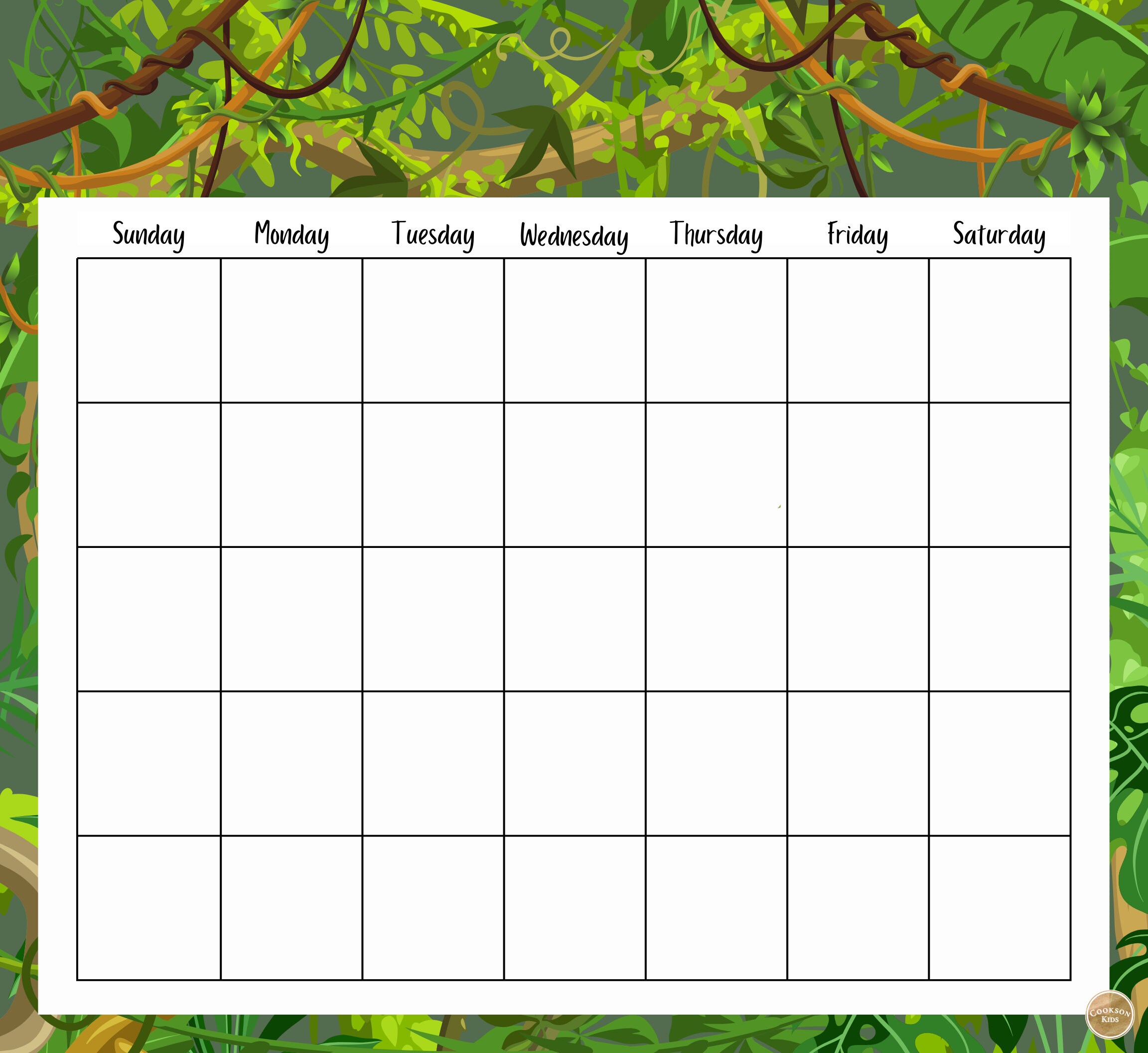 Jungle Themed Classroom Calendar Elementary Calendar Whiteboard Calendar Digital Download ...
