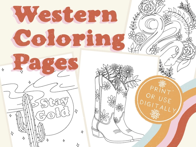 Western Coloring Pages - Etsy