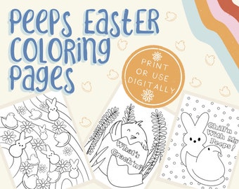 Printable Easter Bundle Coloring Pages / Peeps Coloring Pages / Easter ...