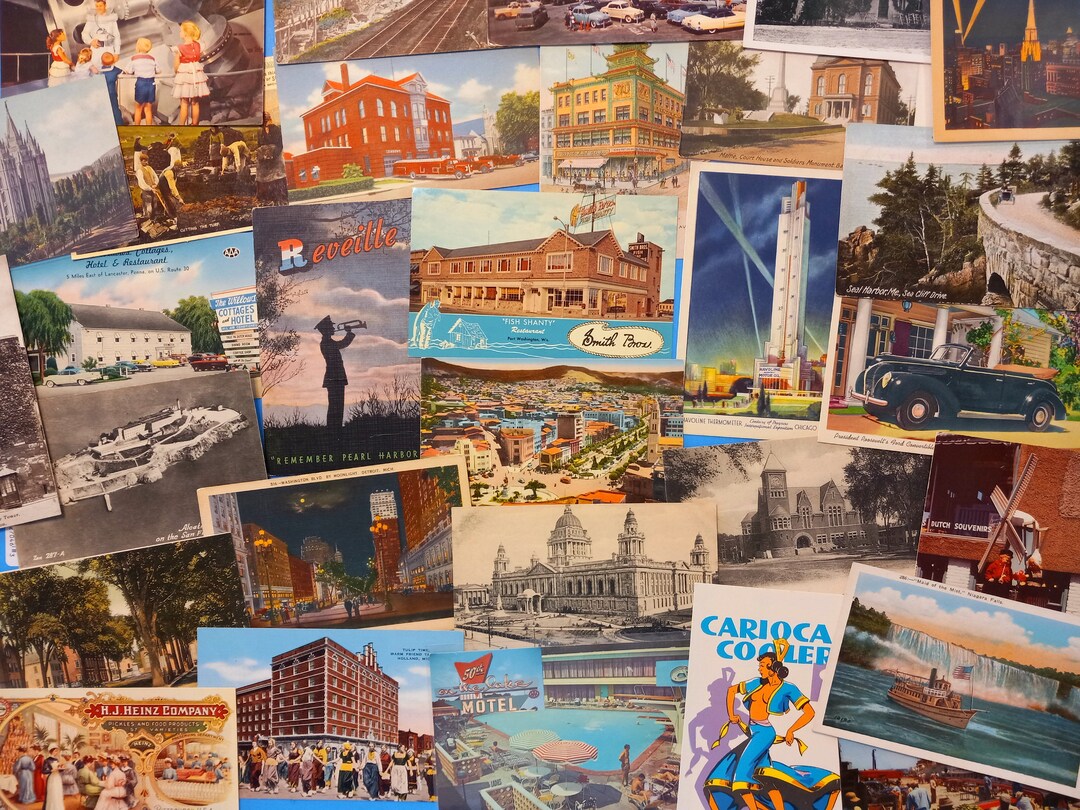 36 Vintage Postcards 1910s to 1970s RANDOMLY Picked ~ Various Topics ...
