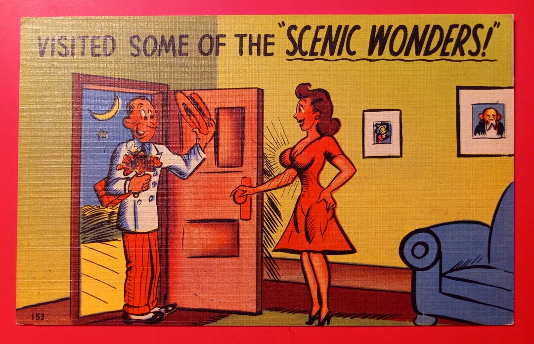 1940's Risque Sexy Postcard Visited Some of the SCENIC Wonders - Etsy