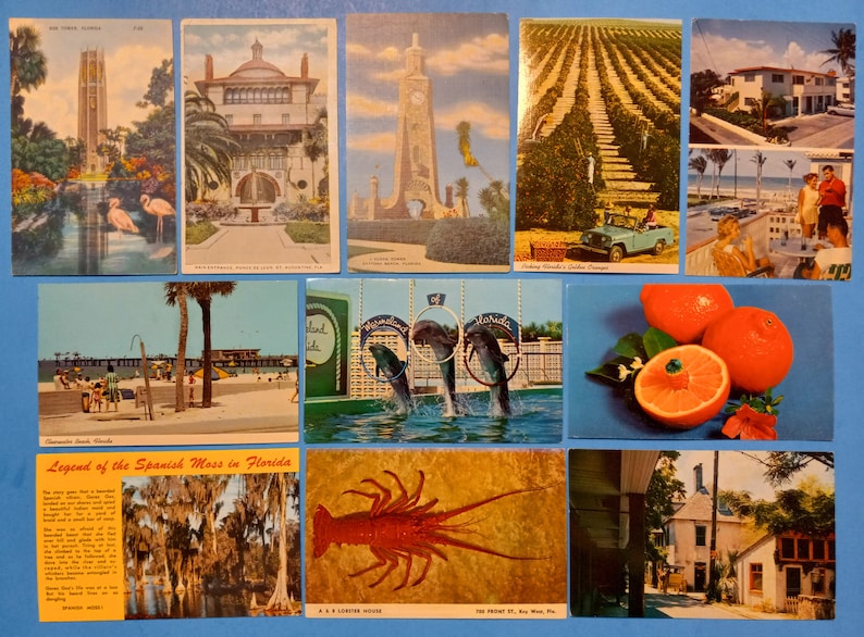 Vintage Florida Postcards - Lot of 18 UNUSED - 1940s-70s for Save the ...
