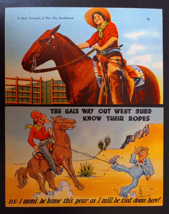 Vintage 1940s COWGIRL & Horse Postcard Lot of 2 EXC. - Etsy