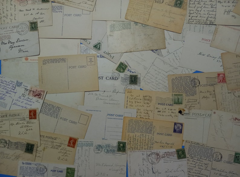Lot of 55 RANDOMLY SELECTED Old Postcards With MESSAGES, Some Unused ...