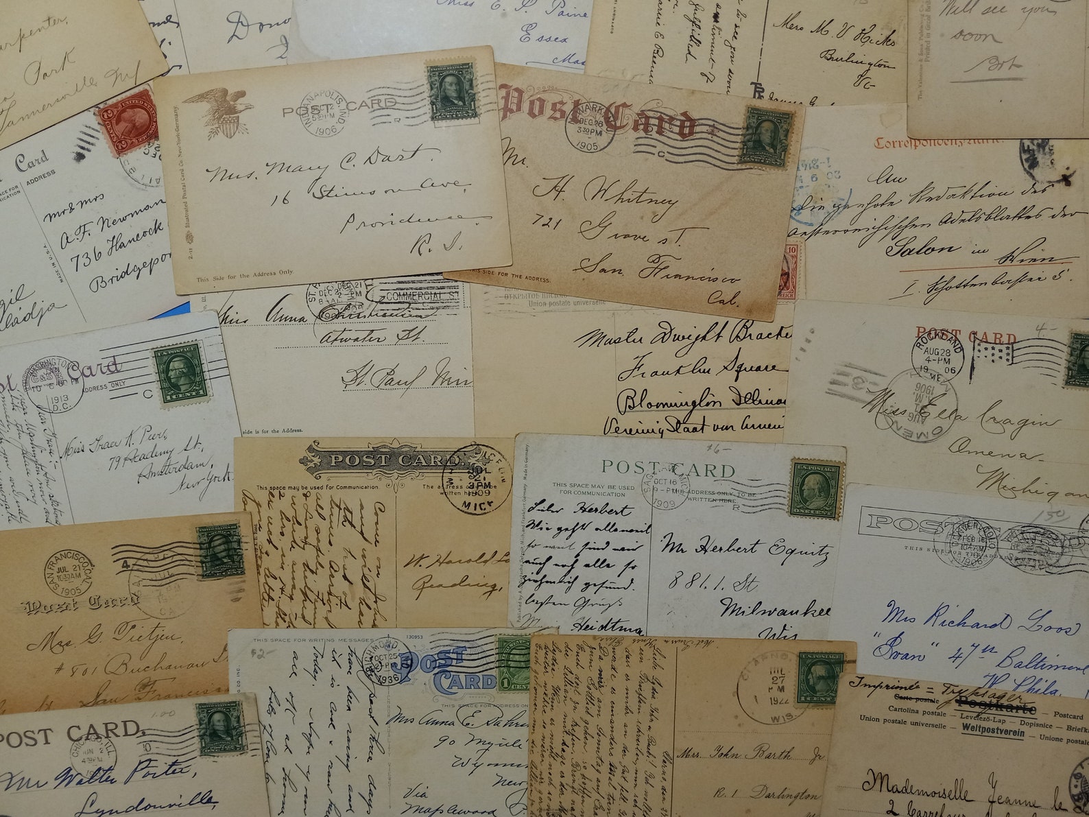 20 RANDOM Old Antique Postcards With Messages & Beautiful Script ...