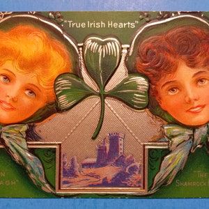 Vintage Postcard C.1910 ~ Sweet Irish Girls in Bonnets ~ Shamrock ...