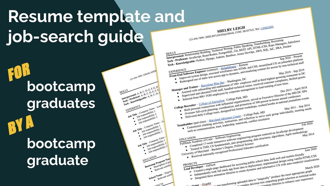 Coding Bootcamp Graduate Resume Template and Resources - Etsy