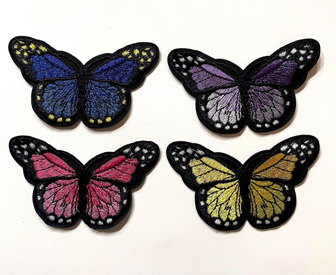 Colorful Butterfly Embroidered Patches - Iron on or Sew on (4-pack) - Etsy