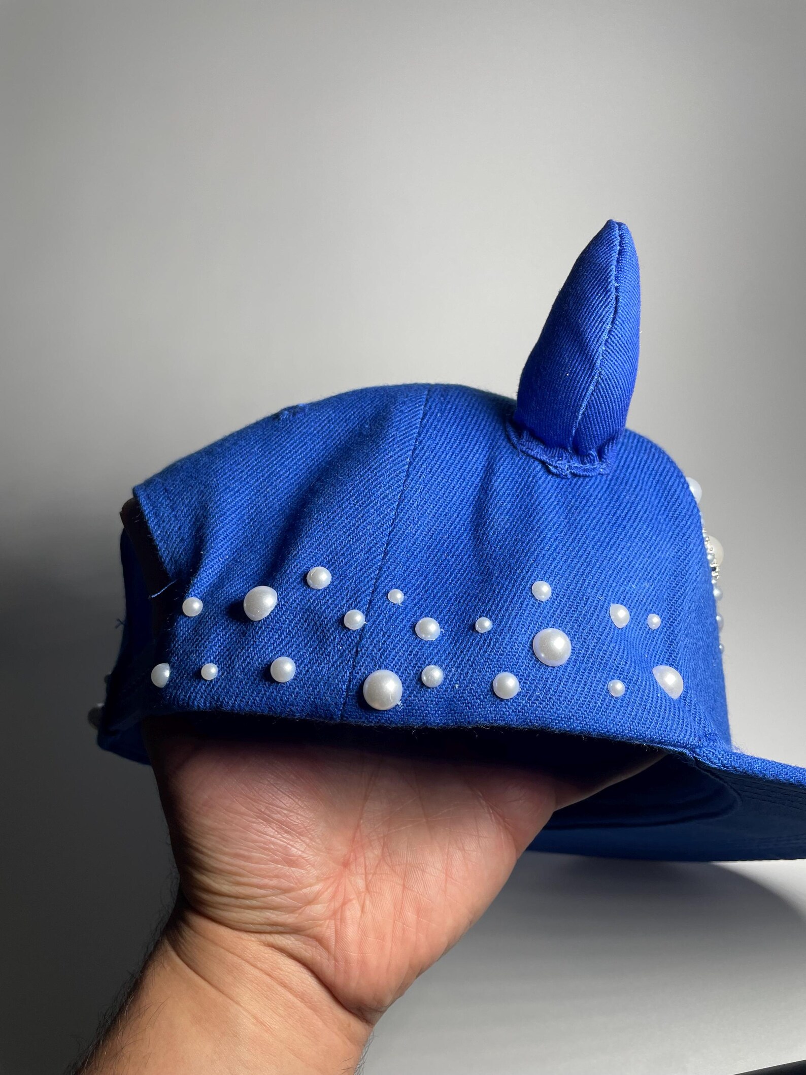 Bedazzled Pearls Hat With Horns Snapback Cap - Etsy