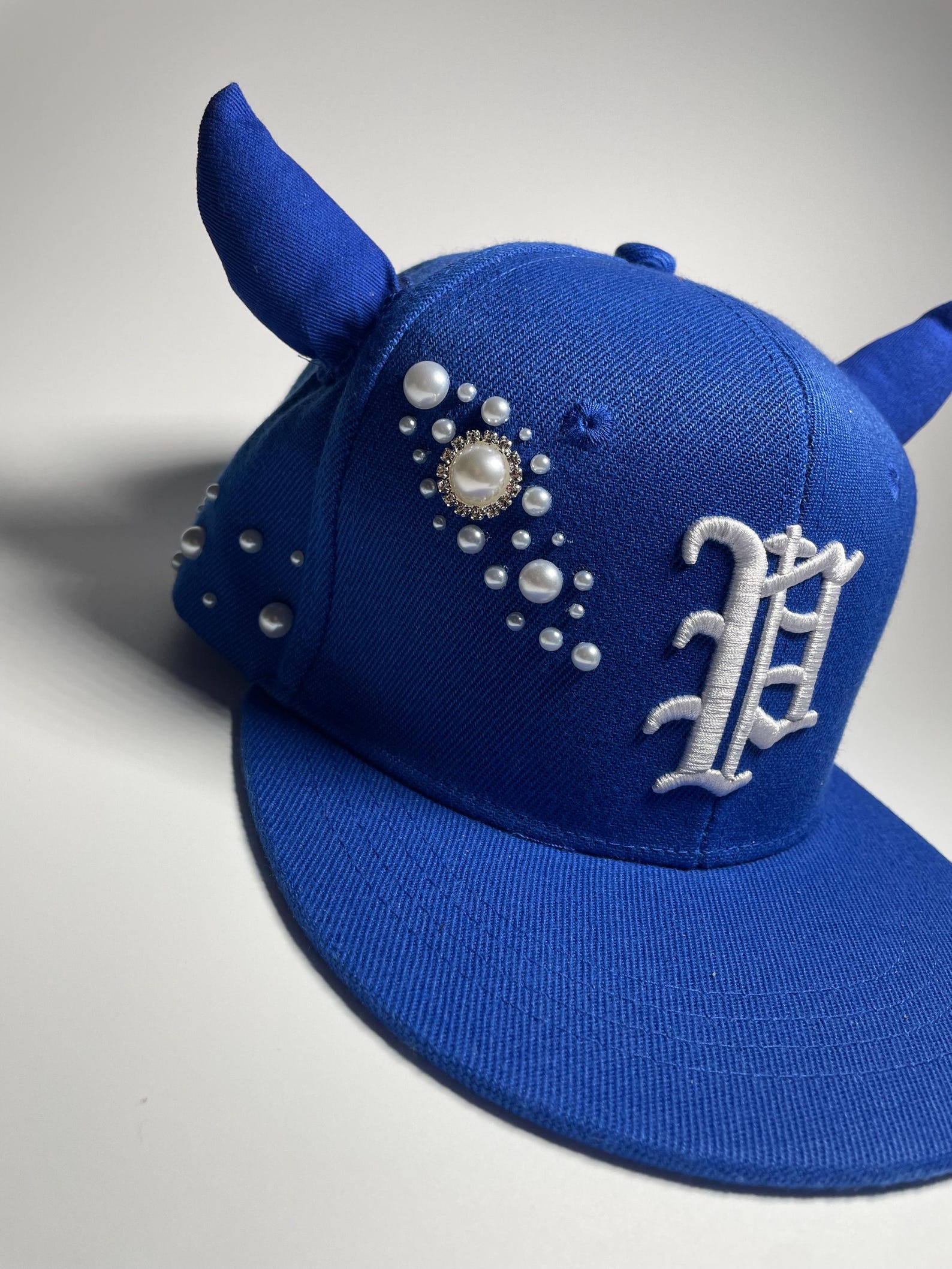 Bedazzled Pearls Hat With Horns Snapback Cap - Etsy