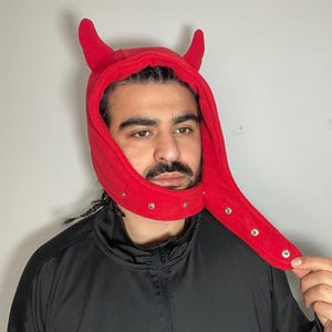 Red Devil Horn Hat With Snap Closure – Cozy Fleece Costume Hat, Unisex ...