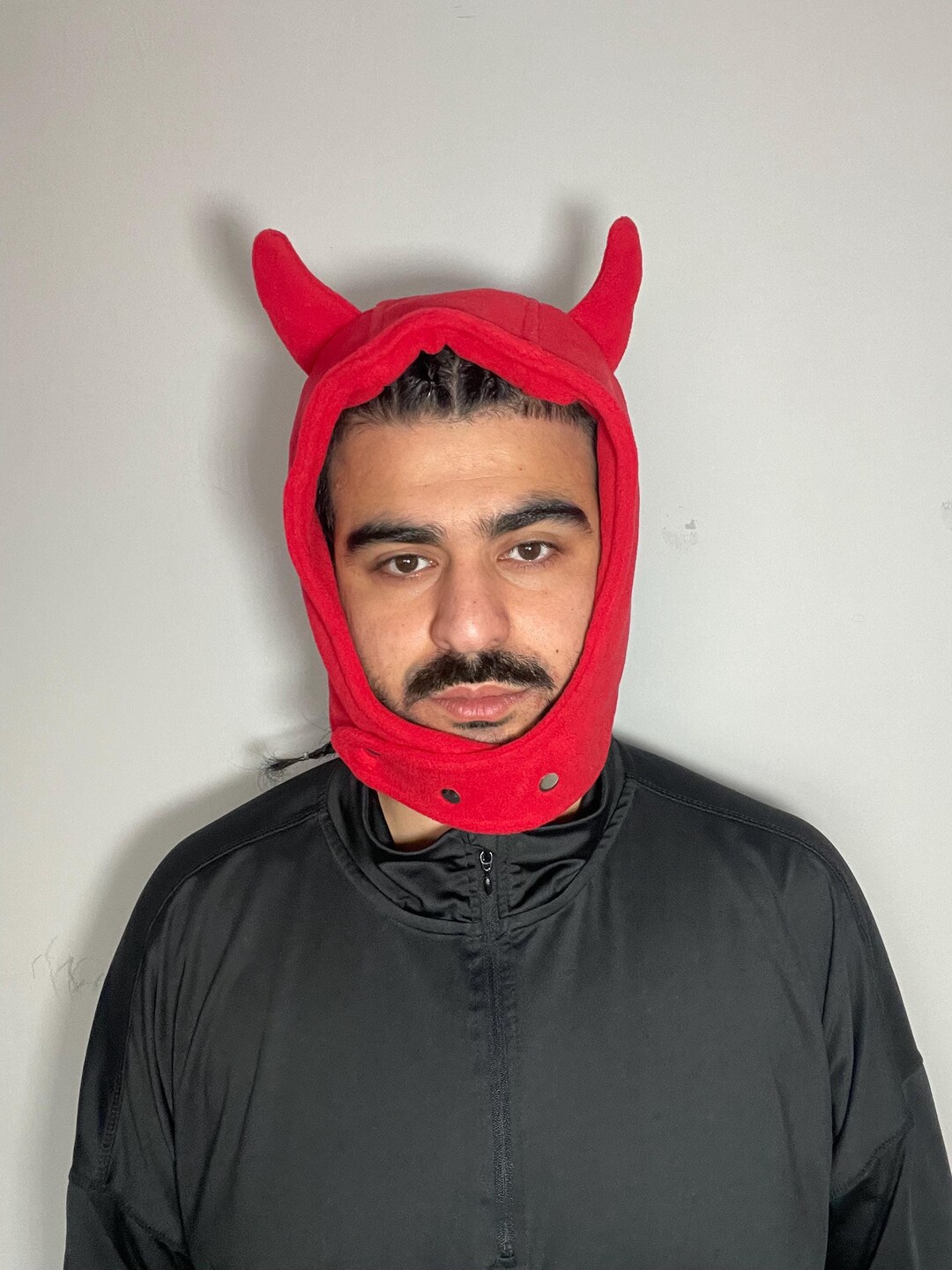 Red Devil Horn Hat With Snap Closure – Cozy Fleece Costume Hat, Unisex ...