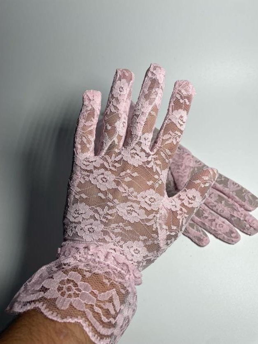 Elegant Pink Lace Gloves - Bridal Wedding Accessories | Vintage Floral ...